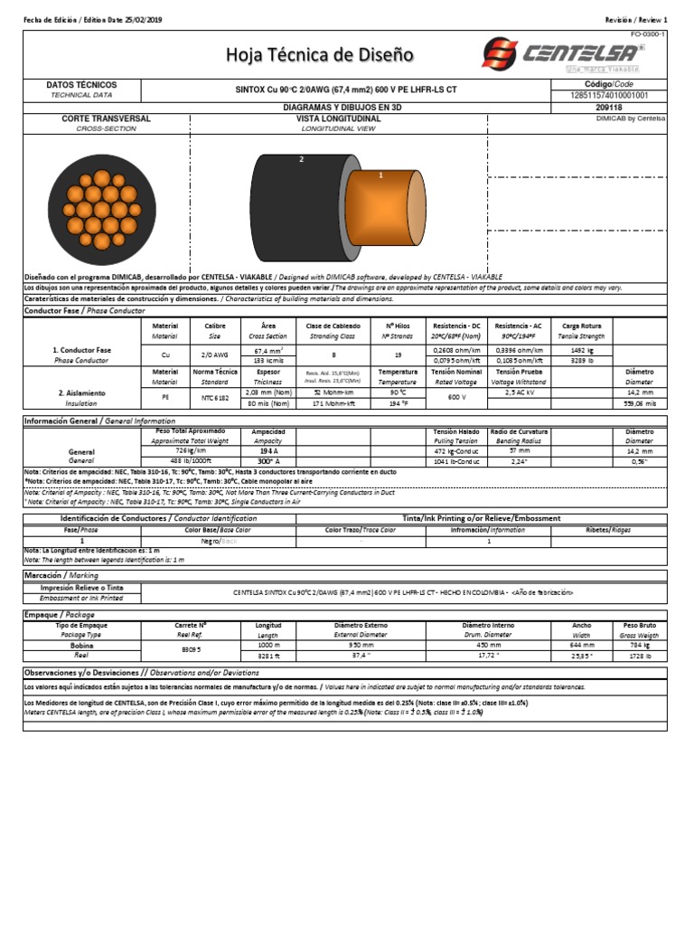FT. Cable Sintox 2.0 AWG | PDF | Ciencia de los Materiales | Cantidades ...