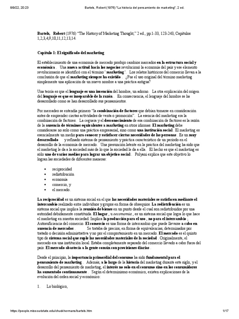 Bartels, Robert (1976) - La Historia Del Pensamiento de Marketing - , 2 ...