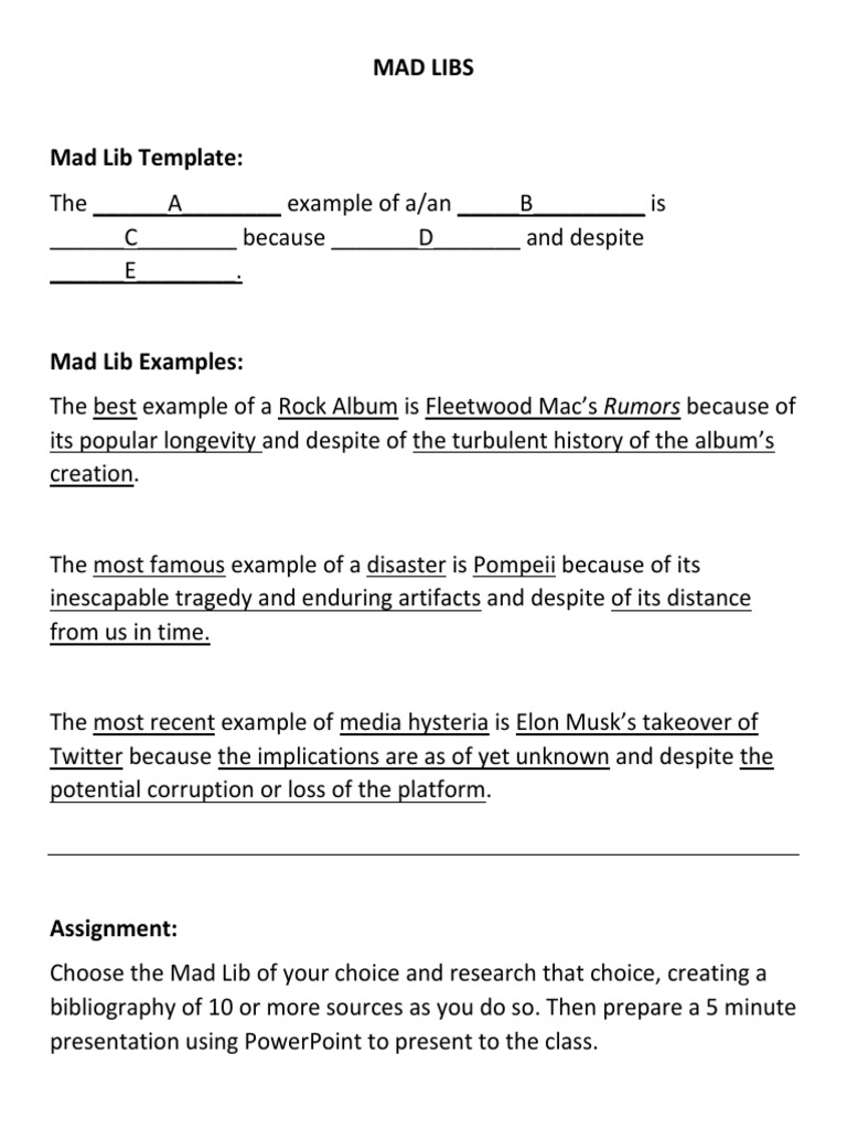 Mad Libs | PDF