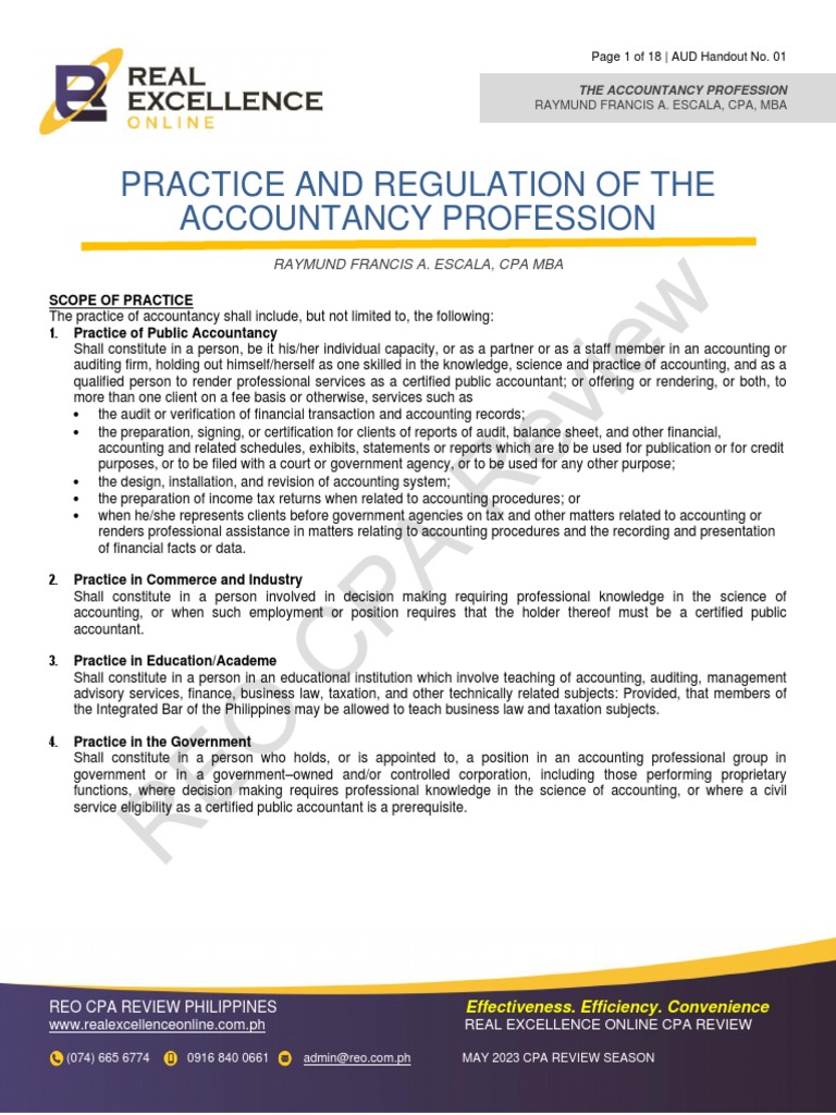 01 Practice and Regulation of The Accountancy Profession | Download ...