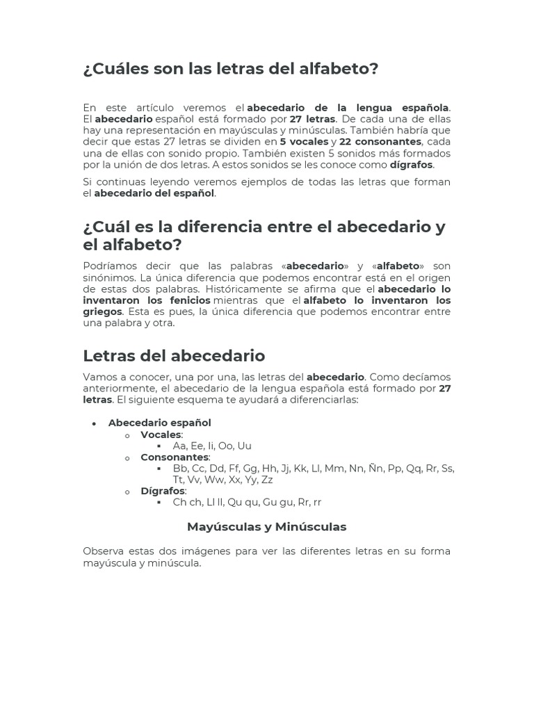 Cuáles Son Las Letras Del Alfabeto | PDF