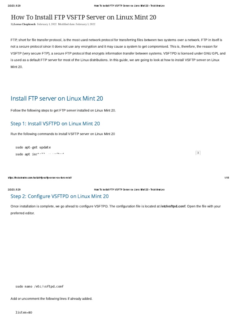 How To Install FTP VSFTP Server On Linux Mint 20 - TechViewLeo | PDF ...