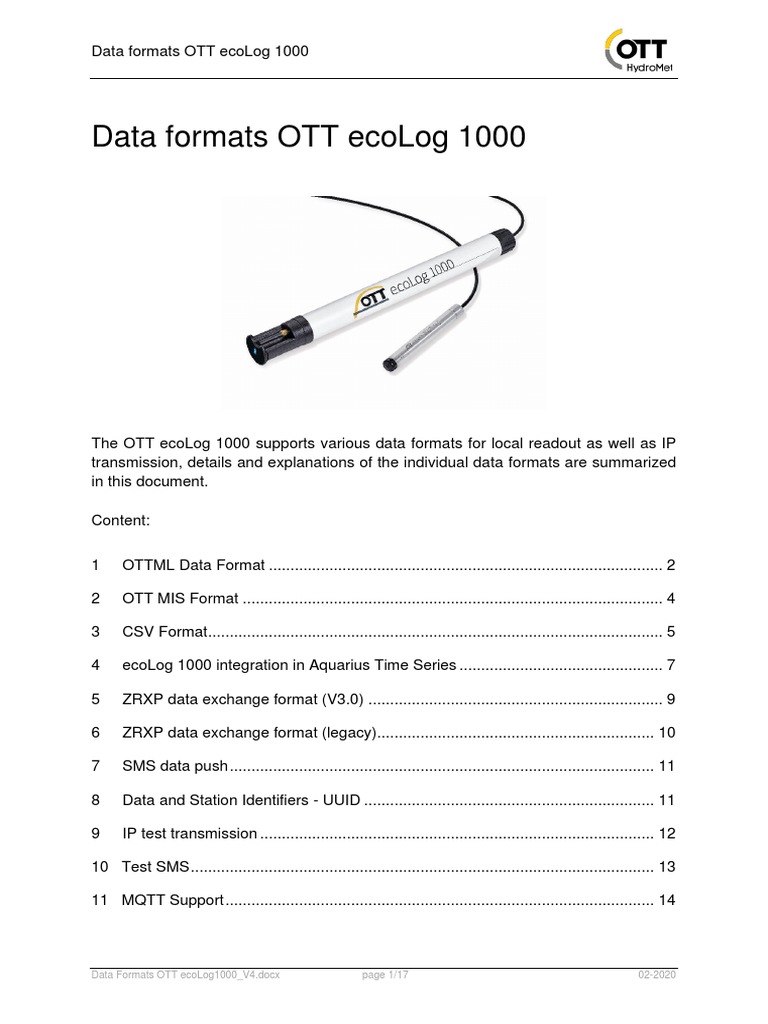 Data Formats OTT Ecolog1000 V4 02 | PDF | Comma Separated Values | File Format