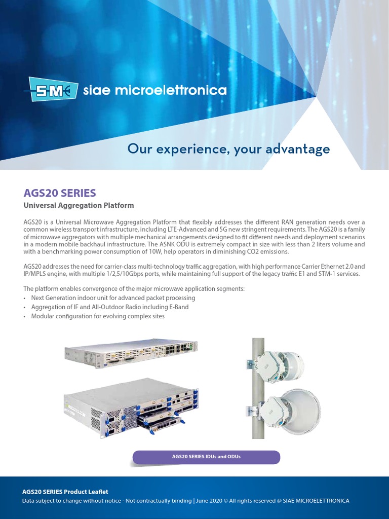 Item 4c.i - Microwave AGS20 Series Datasheet (SIAE) | PDF | Networking | Multiprotocol Label ...