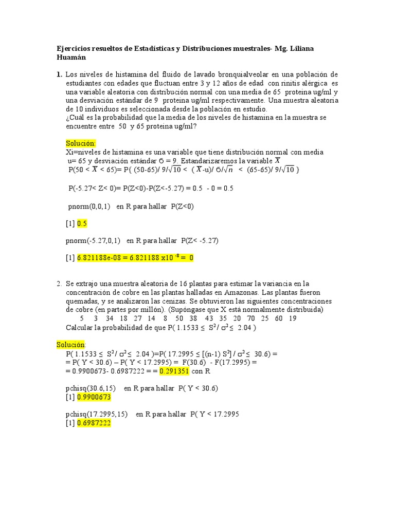 Ejercicios Resueltos en Clase de Distribuciones Muestrales | PDF