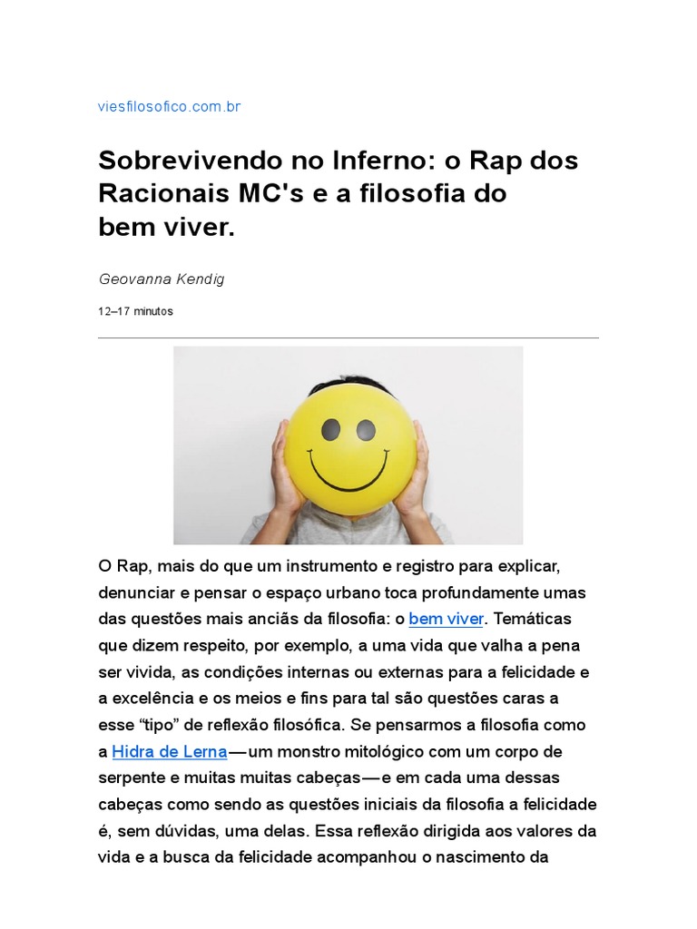 Sobrevivendo No Inferno o Rap Dos Racionais MC's e A Filosofia Do Bem ...