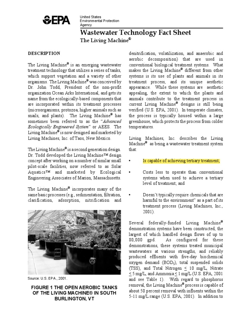 Living Machine MB | PDF | Sewage Treatment | Anaerobic Digestion