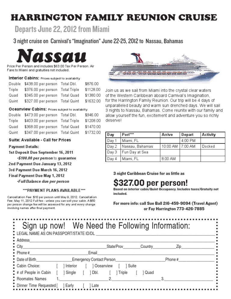 Harrington Family Reunion Cruise Flyer | PDF | Business