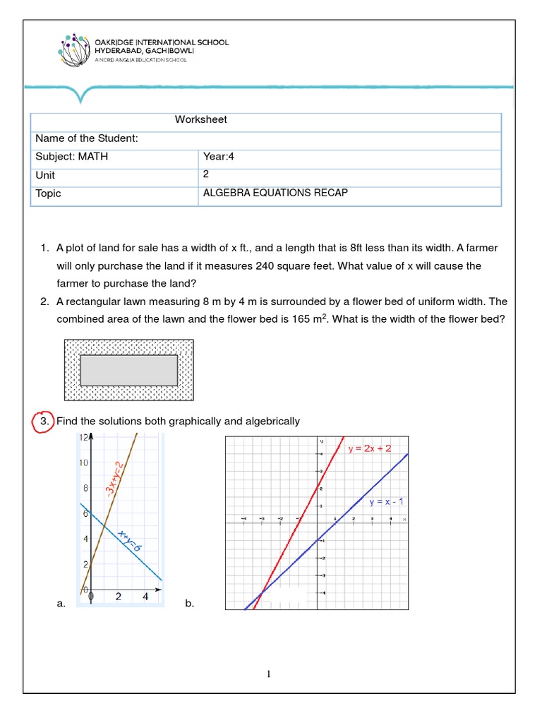 Algebra Equations Recap Worksheet | PDF | Home & Garden | Technology ...