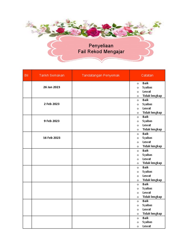 Borang Semakan RPH | PDF