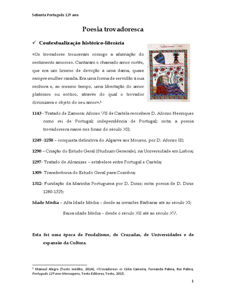 Poesia Trovadoresca: Cantigas e Contexto | PDF | Amor