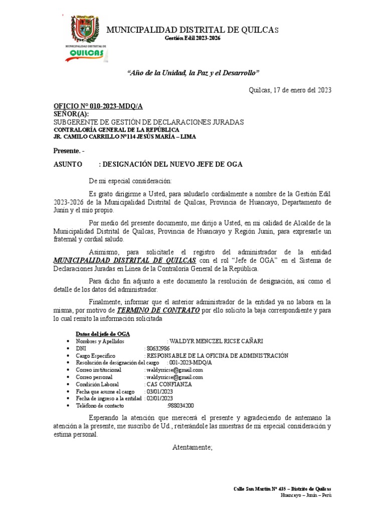 Oficios N°010-2023 | PDF | Gobierno