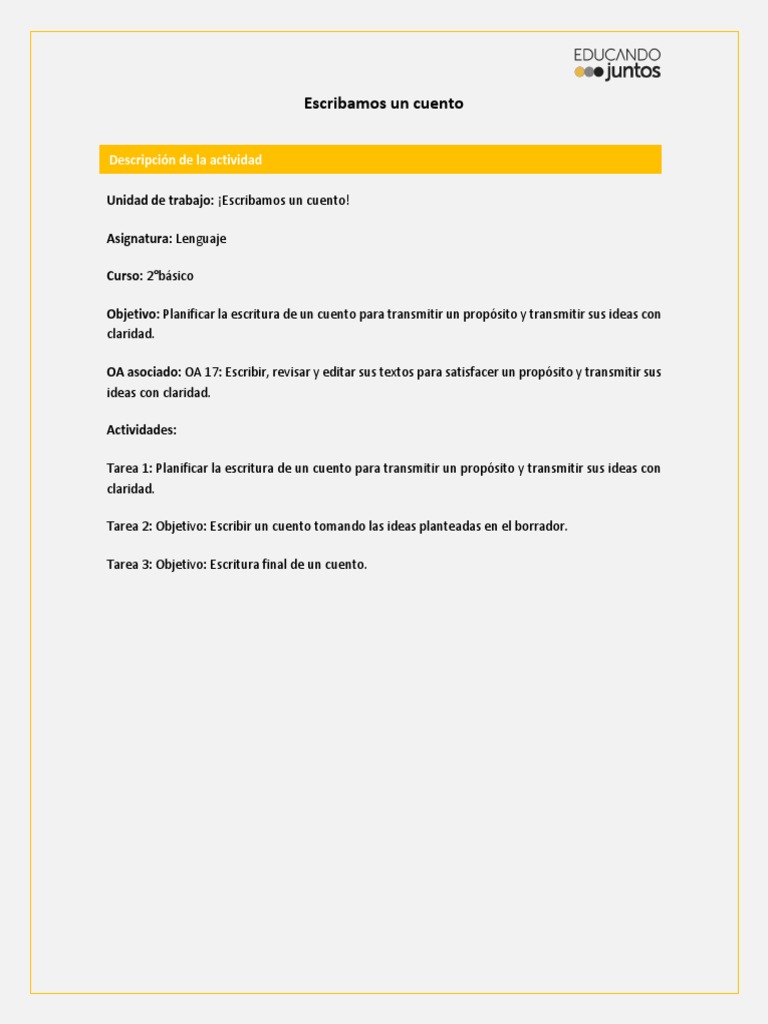 Escribamos Un Cuento Descarga | PDF