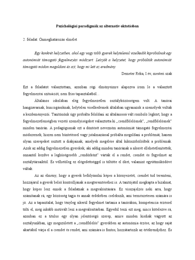 Onmeghatarozaselmelet Demeter Reka | PDF