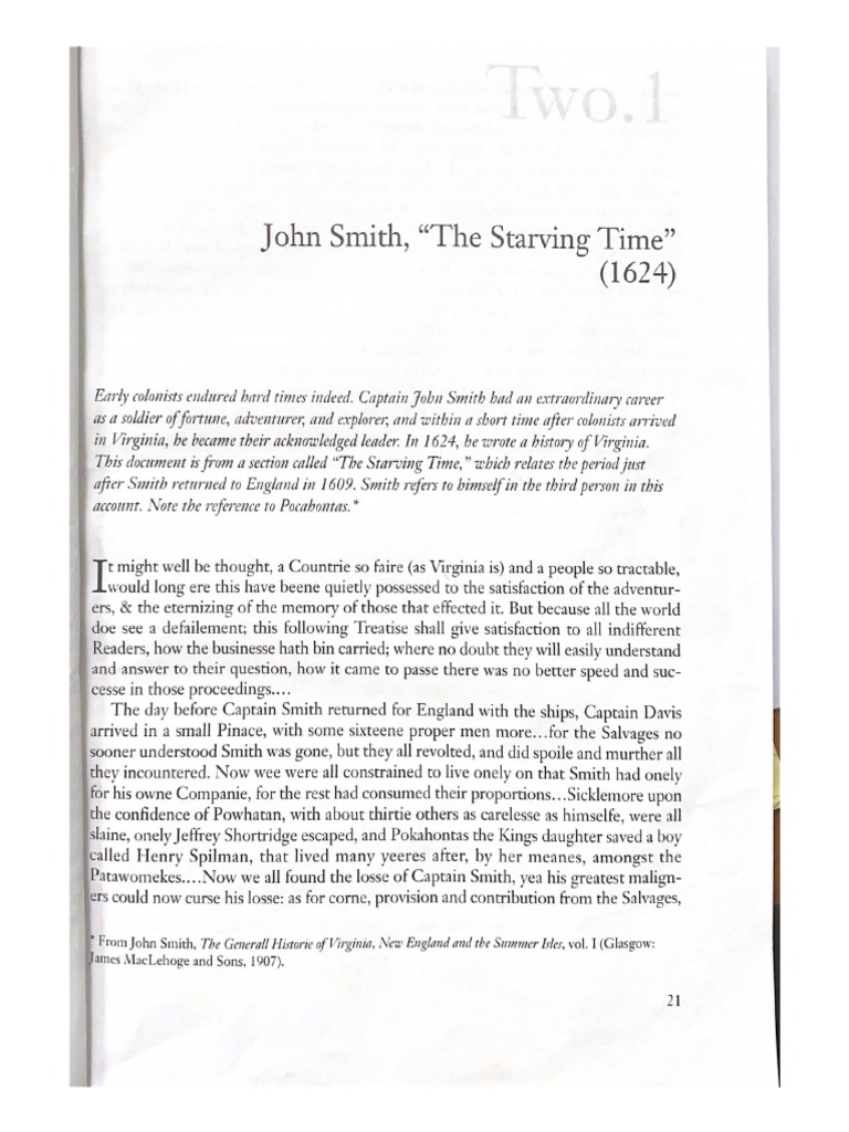 John Smith, The Starving Time | PDF