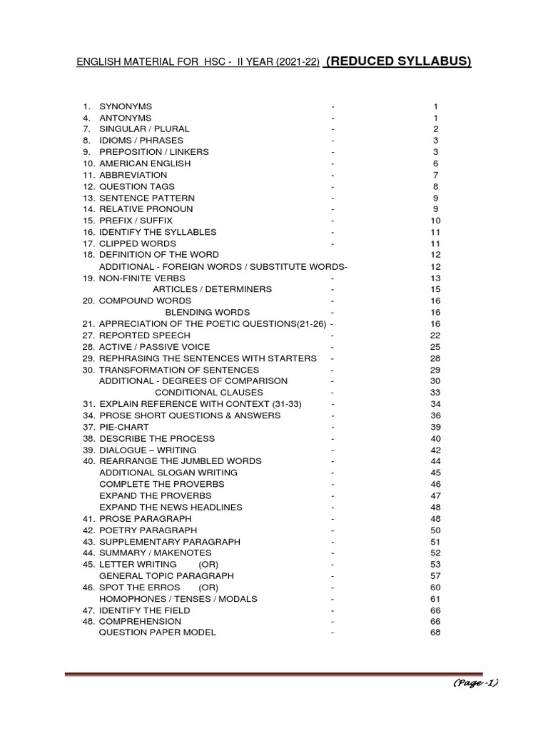 +2 English Study Material | PDF | Word | English Language