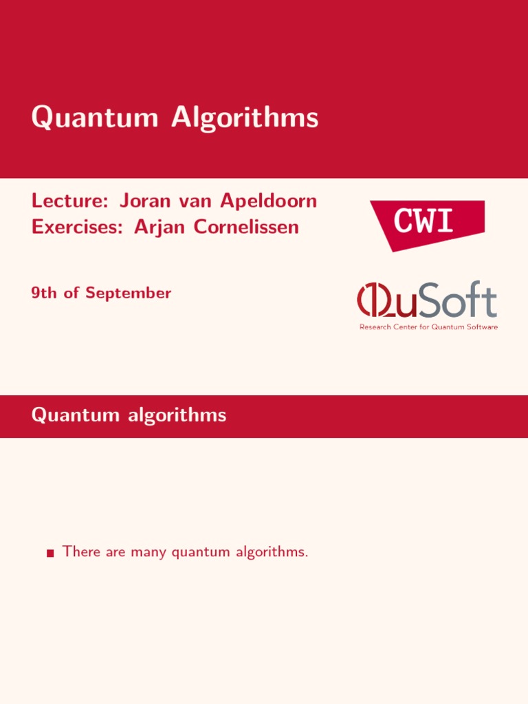 Intro To Quantum Algorithms Pdf Computer Science Algorithms And Data Structures