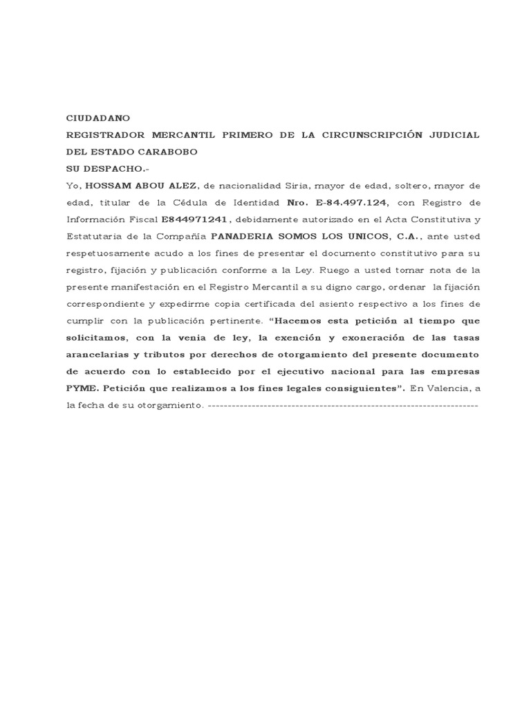 PANADERIA SOMOS LOS UNICOS, C.A. MODELO Pyme | PDF | Compartir (Finanzas) | Pagaré