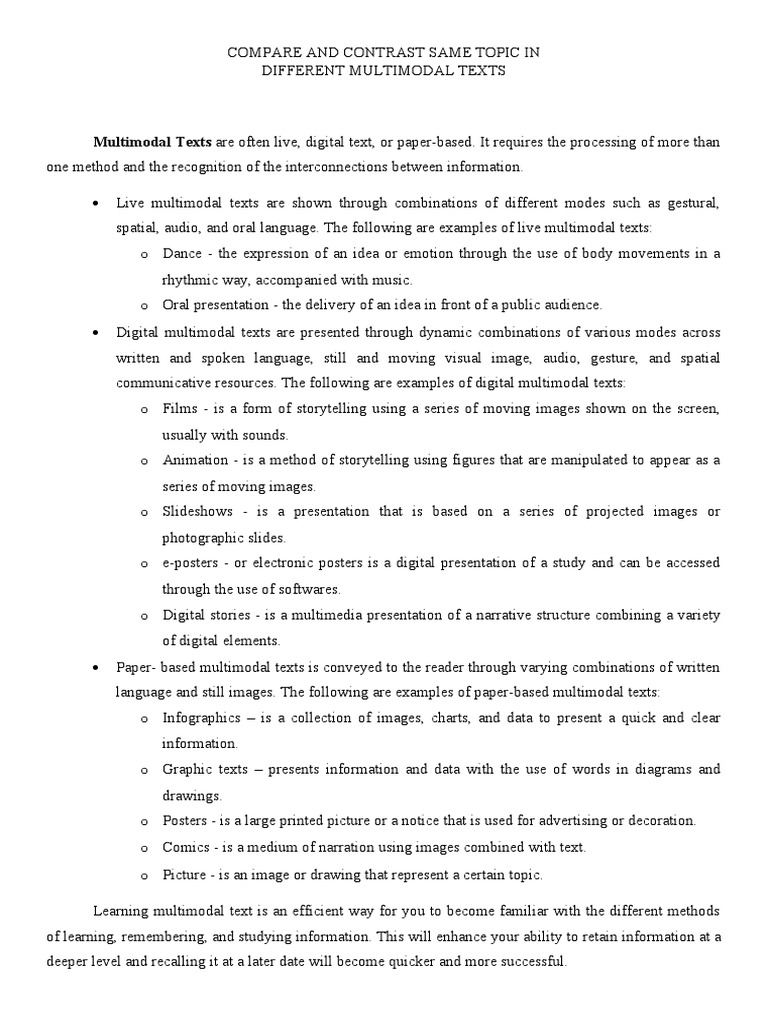 Comparing the Presentation of Information Across Live, Digital, and ...