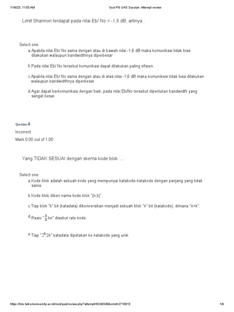 Soal PG UAS Susulan - Attempt Review | PDF