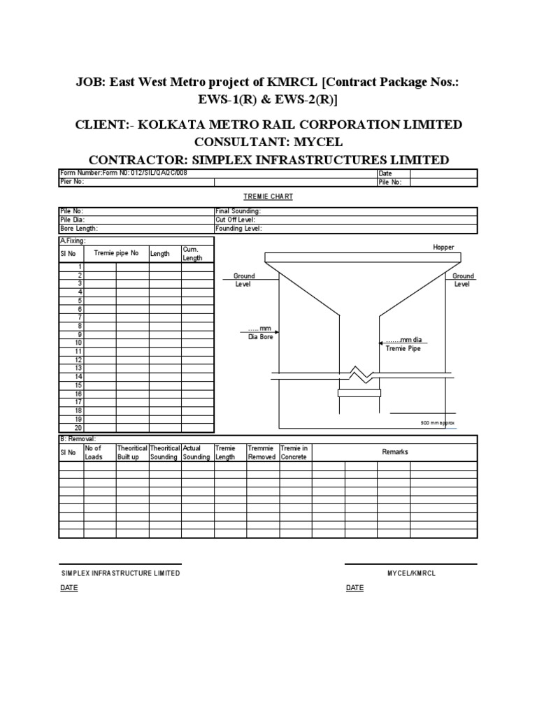 Tremie Chart - 012SILQAQC008 | PDF