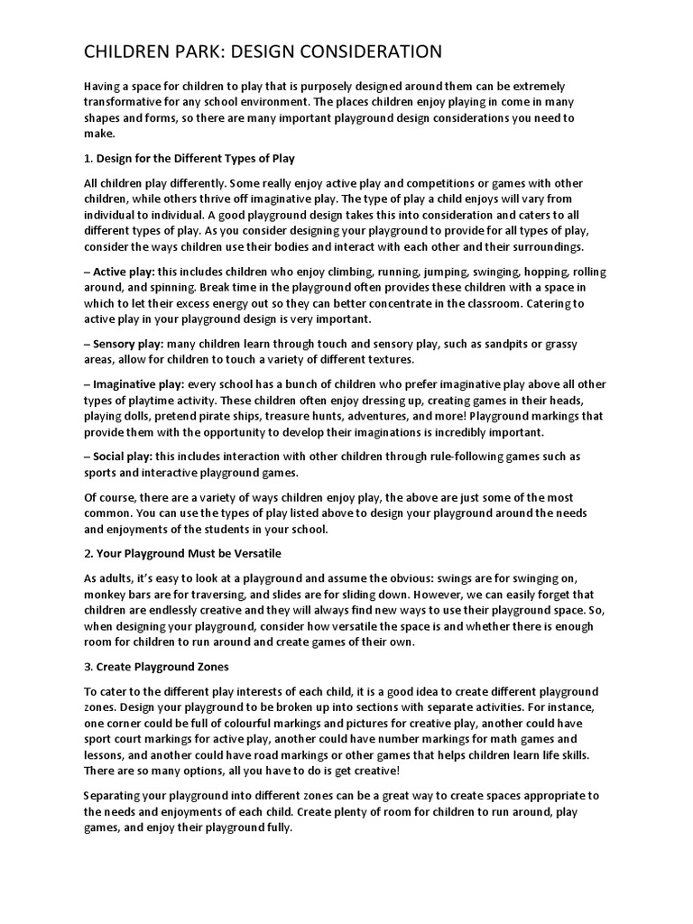 Design Consideration | PDF | Playground