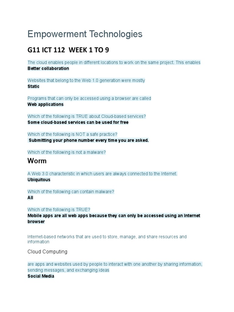 Ict 112 G11 Week 1 To 9 | PDF | World Wide Web | Internet & Web