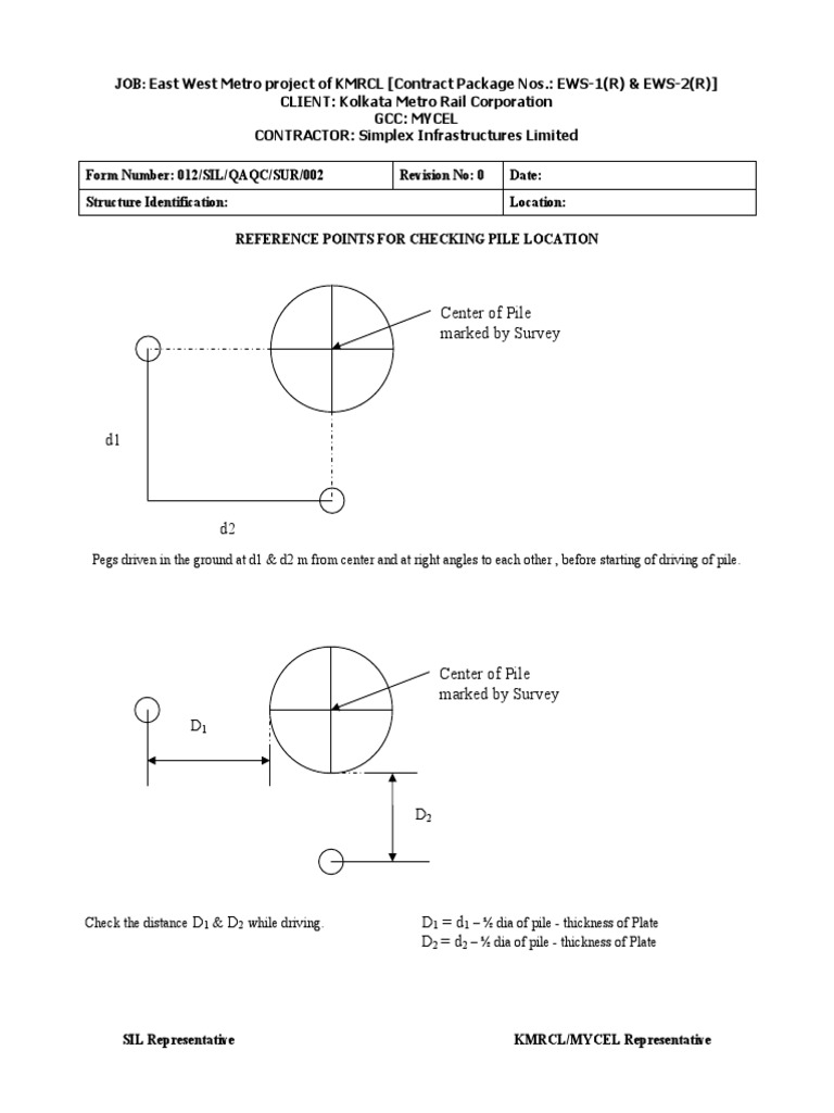 Reference Points For Cheking Pile Location - 012SILQAQCSUR002 | PDF ...