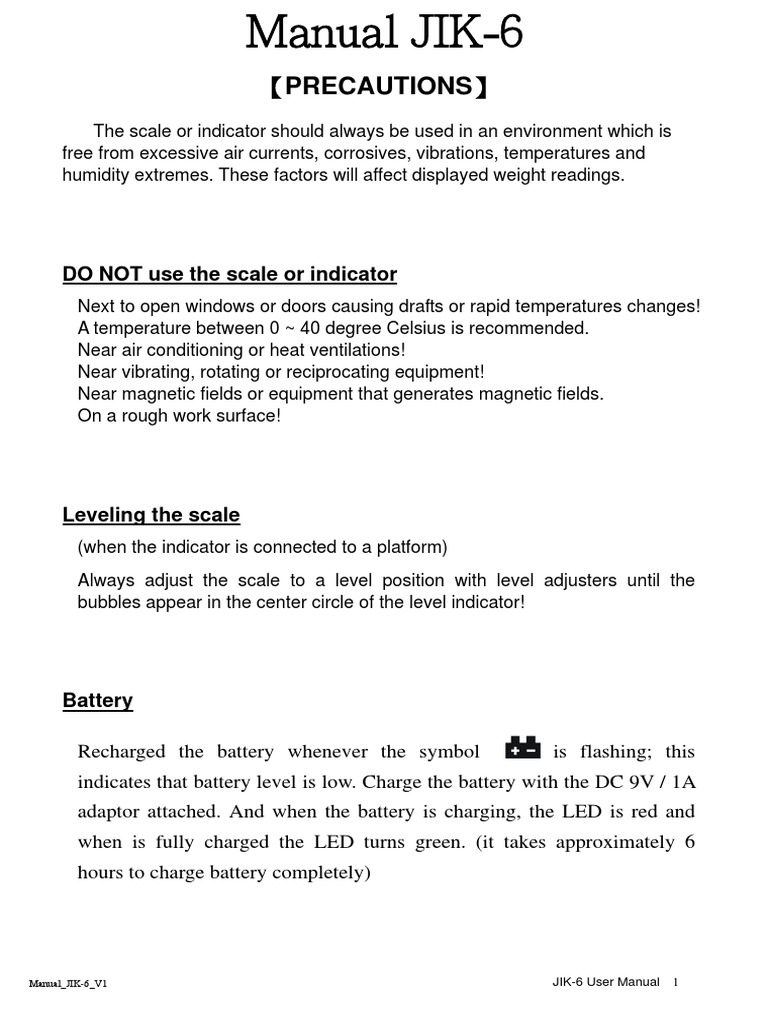 Manual JIK-6 V1ind | PDF | Weight | Printer (Computing)