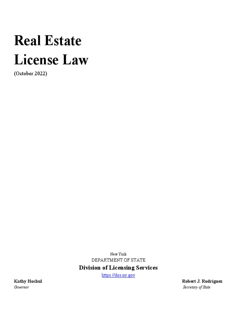 NYS Real Estate License Law | PDF | License | Private Law