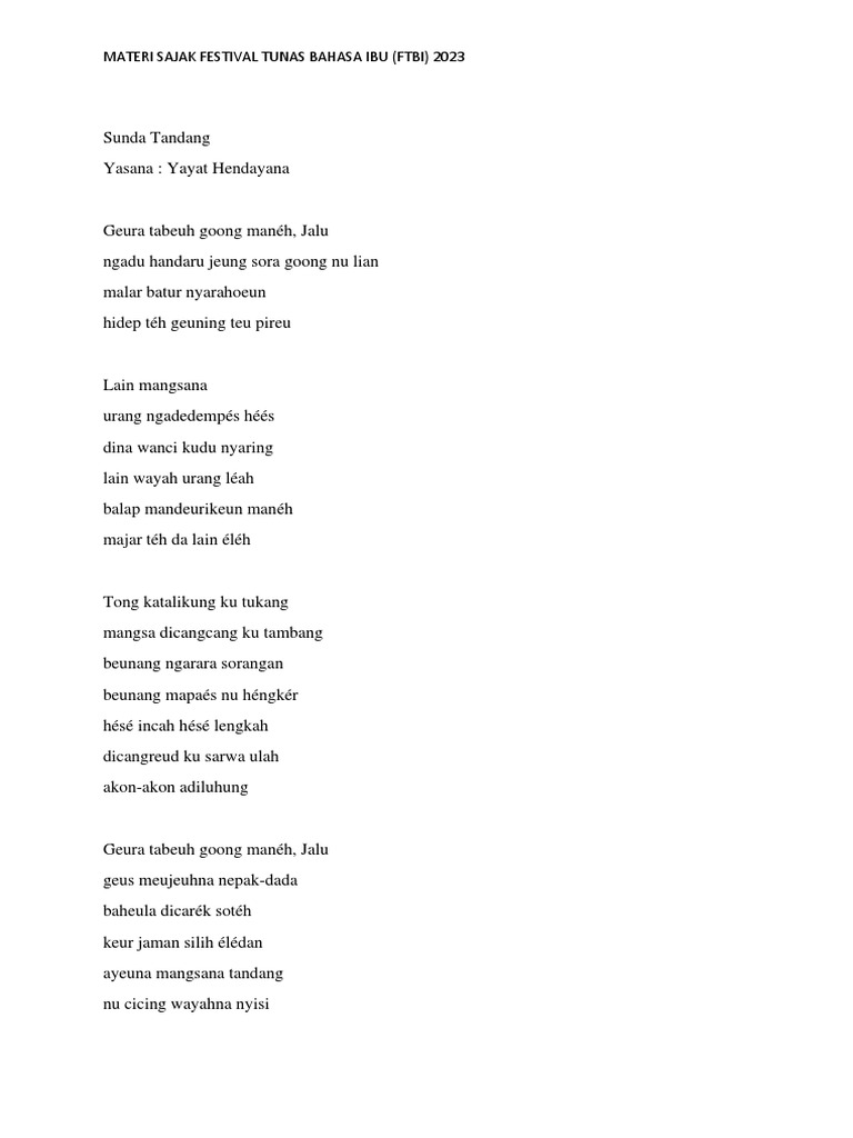 Sajak Sunda untuk FTBI 2023 | PDF | Agama & Spiritualitas | Puisi