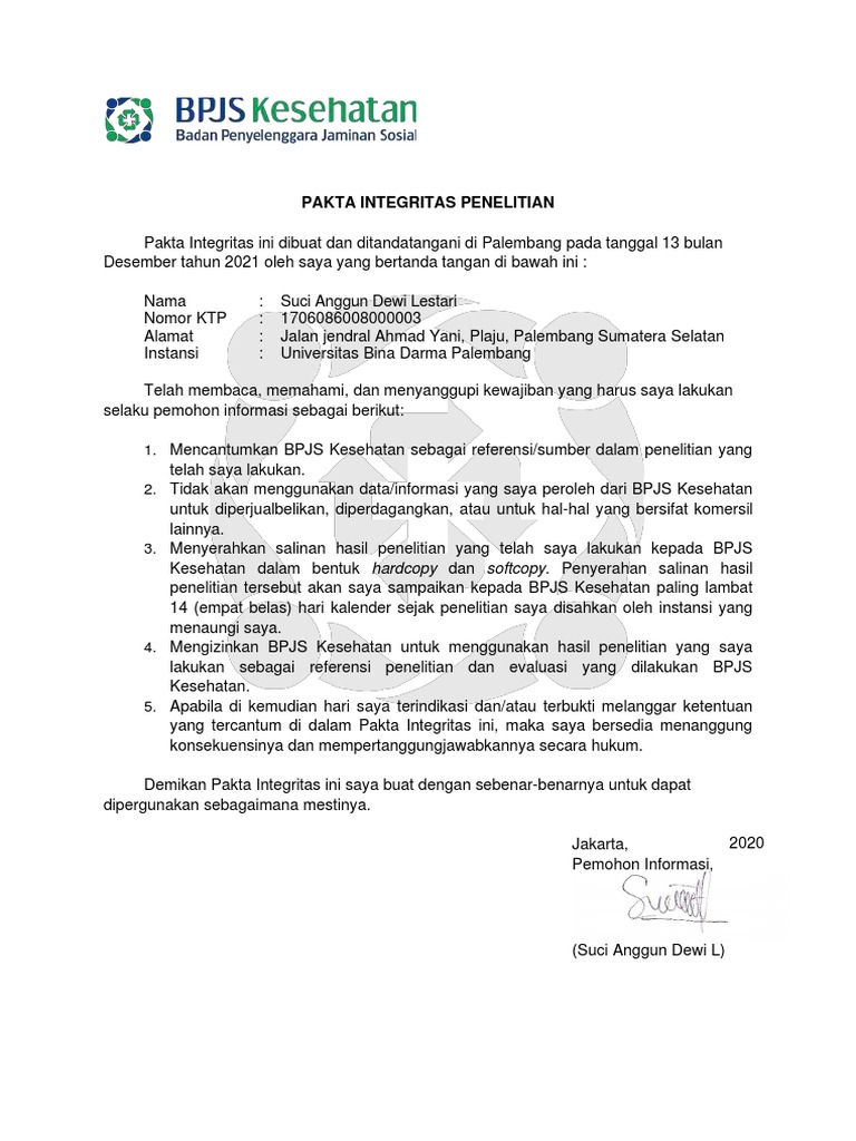 Pakta Integritas Penelitian | PDF