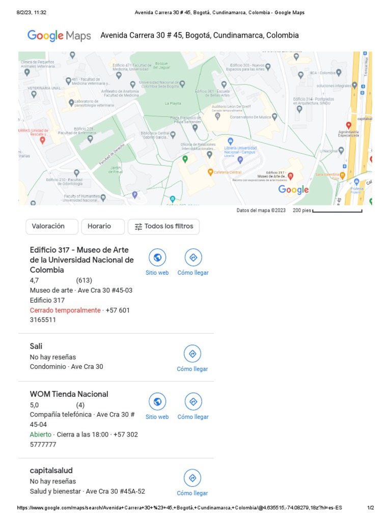 Avenida Carrera 30 # 45, Bogotá, Cundinamarca, Colombia - Google Maps | PDF
