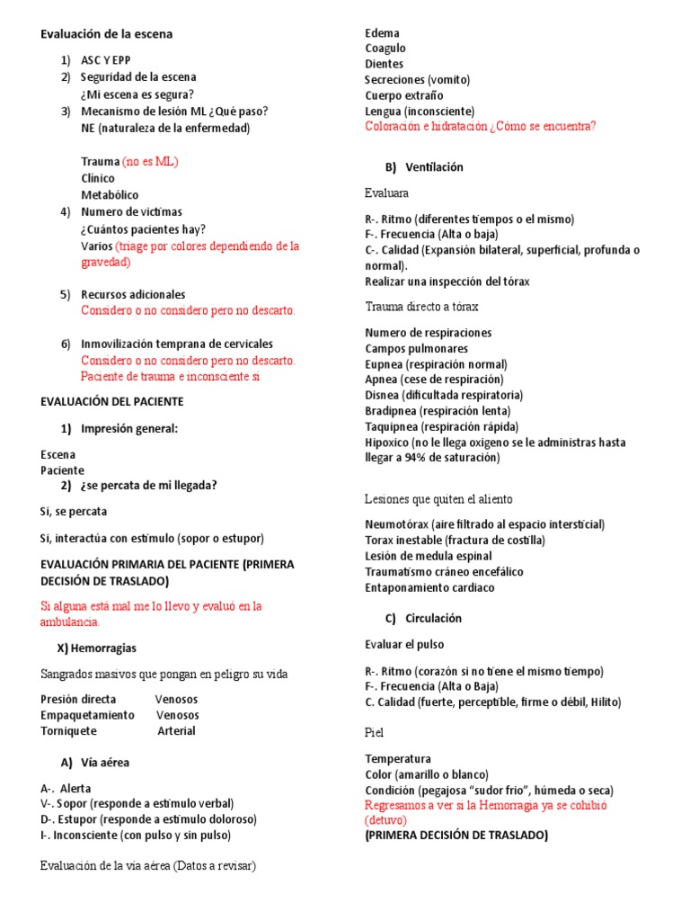 Evaluación de La Escena | PDF | Lesión | Respiración Evaluación de La Escena | PDF | Lesión | Respiración