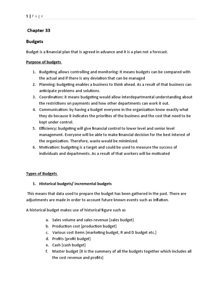 Chapter 33 Budgets Download Free Pdf Budget Analysis Of Variance