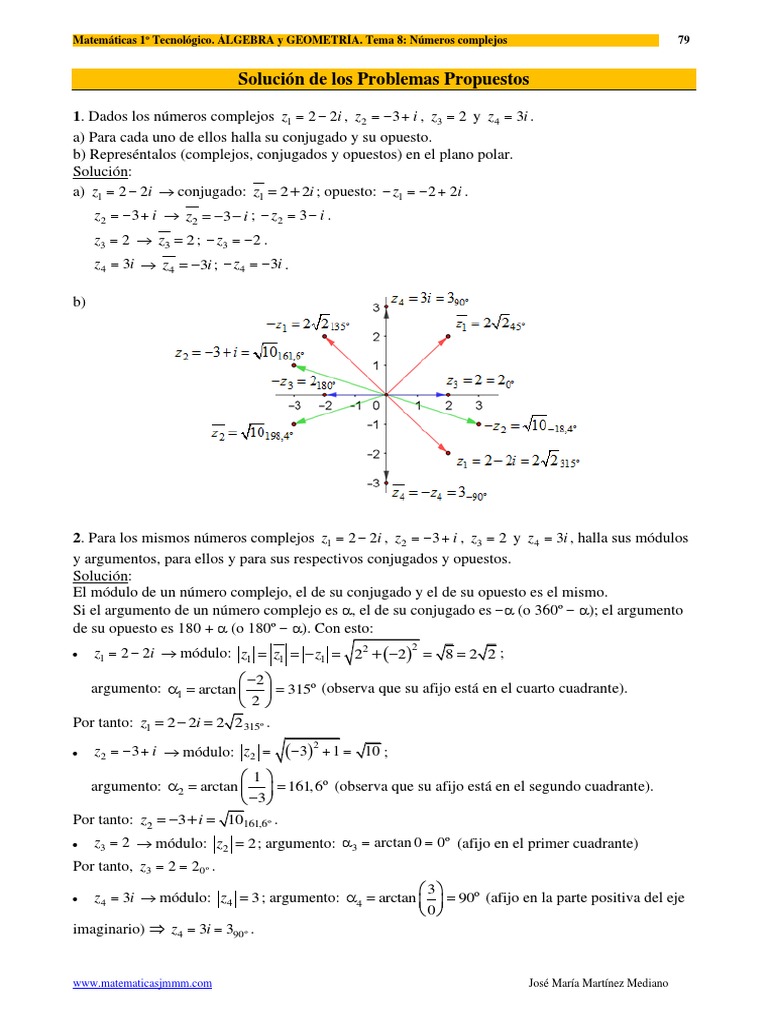 Actividades Resueltas de Número Complejos | PDF | Número complejo ...