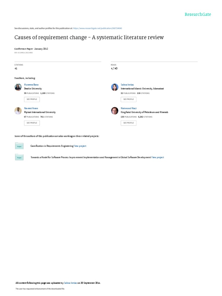 Causesof Requirement Change ASystematic Literature Review | PDF ...