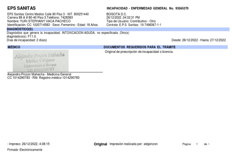Formato Sanitas | PDF