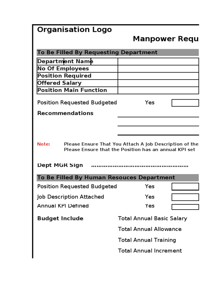 Manpower Planning Form