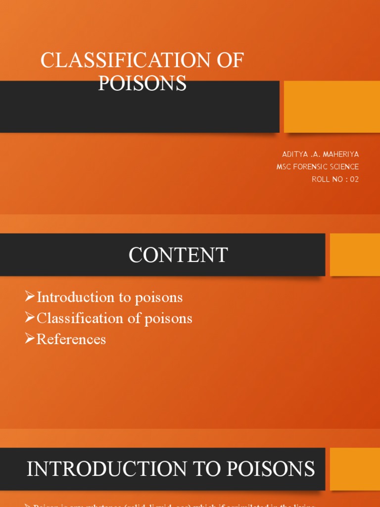 Classification of Poisons | PDF | Chemistry | Chemical Substances