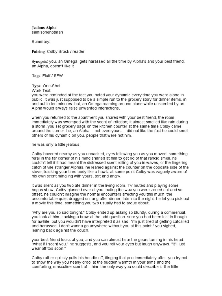 Jealous Alpha Romance | PDF | Mystery, Thriller & Crime Fiction