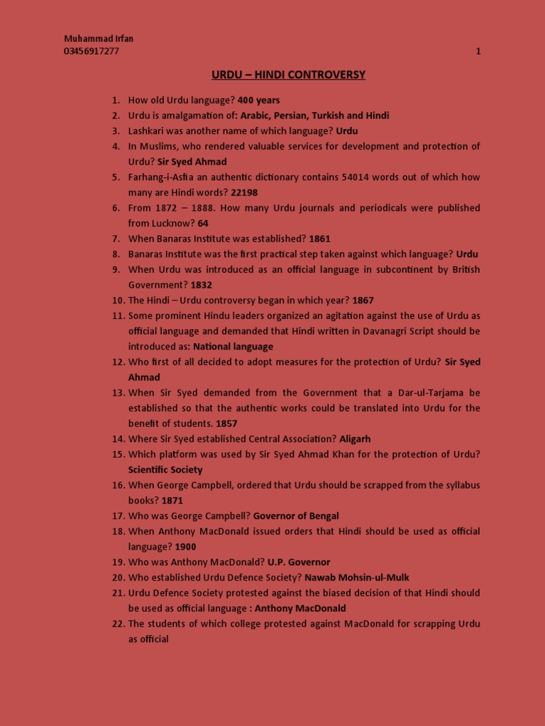 URDU-Hindi Controversy 1867 | PDF | Urdu | Pakistan