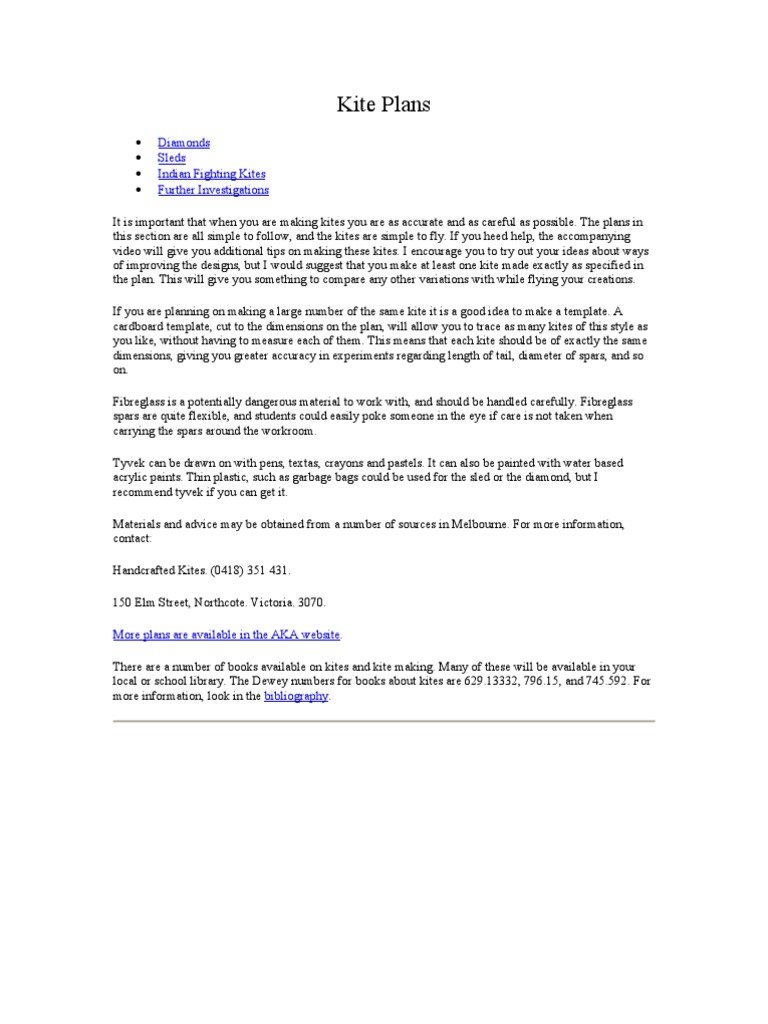 Kite Plans: Diamonds Sleds Indian Fighting Kites Further Investigations ...