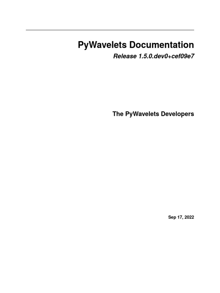 Py Wavelets | Download Free PDF | Wavelet | Computing