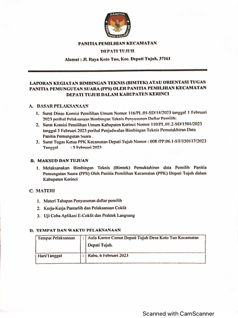 Laporan Kegiatan Bimtek | PDF