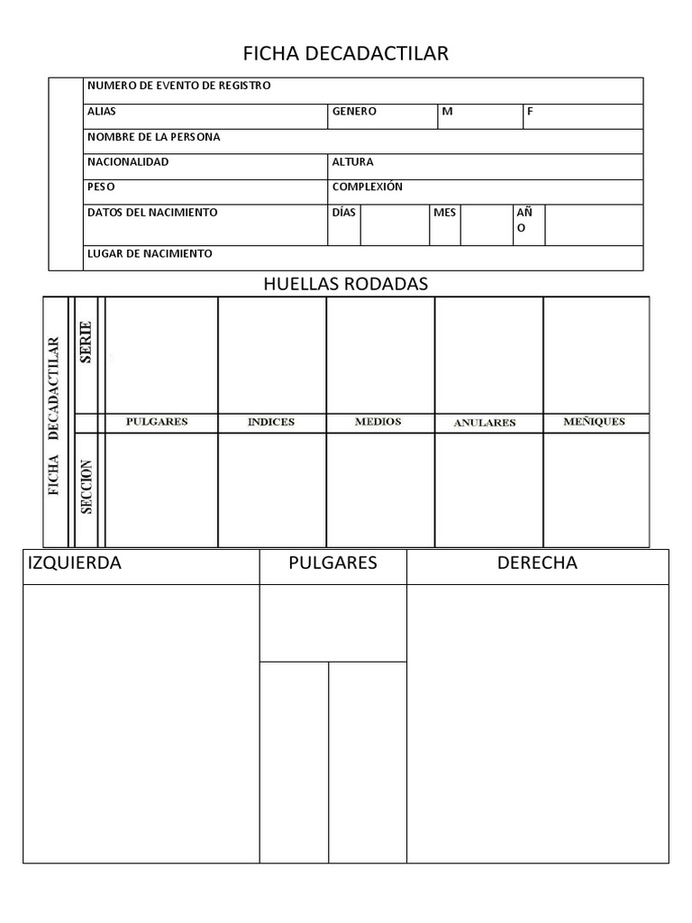 Ficha Decadactilar | PDF