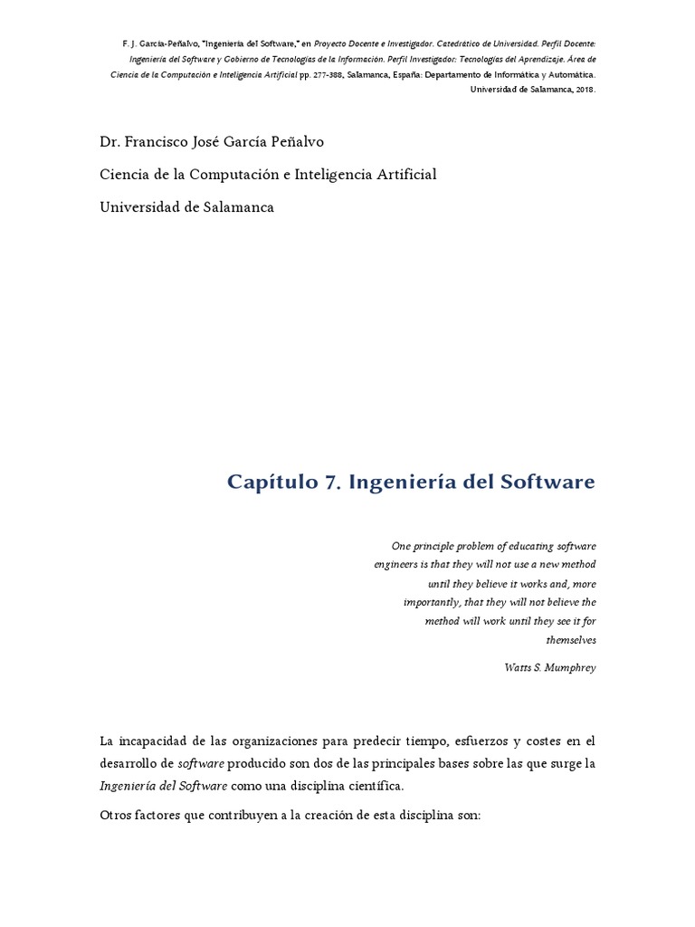 Capítulo 7 - Ingeniería Del Software | PDF | Software | Ingeniería de software
