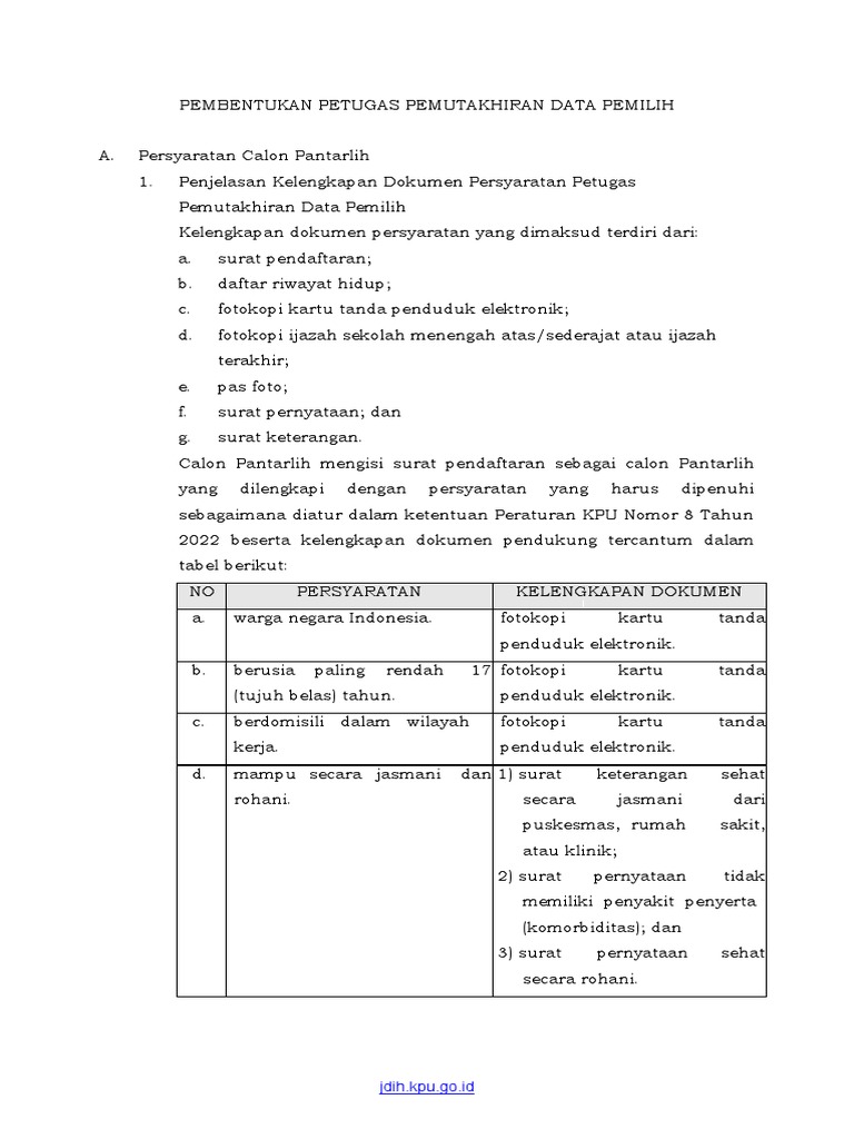 Pembentukan Petugas Pemutakhiran Data Pemilih | PDF