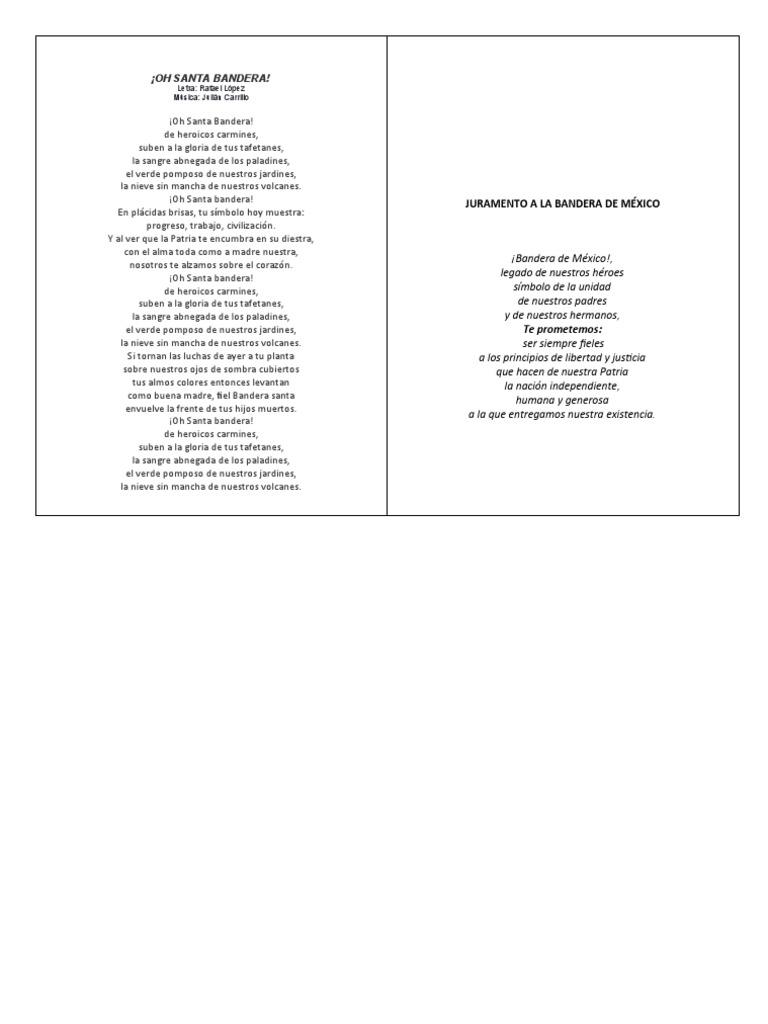 Juramento y Canto a la Bandera Mexicana | PDF