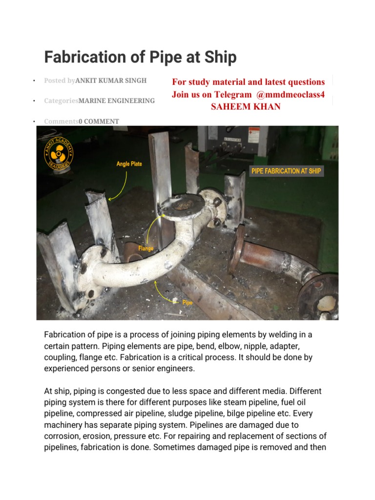 Ship Pipe Fabrication Process Guide | PDF | Art | Technology & Engineering